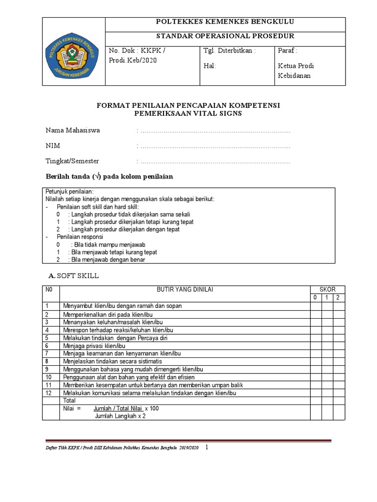 Daftar Tilik TTV KKPK | PDF