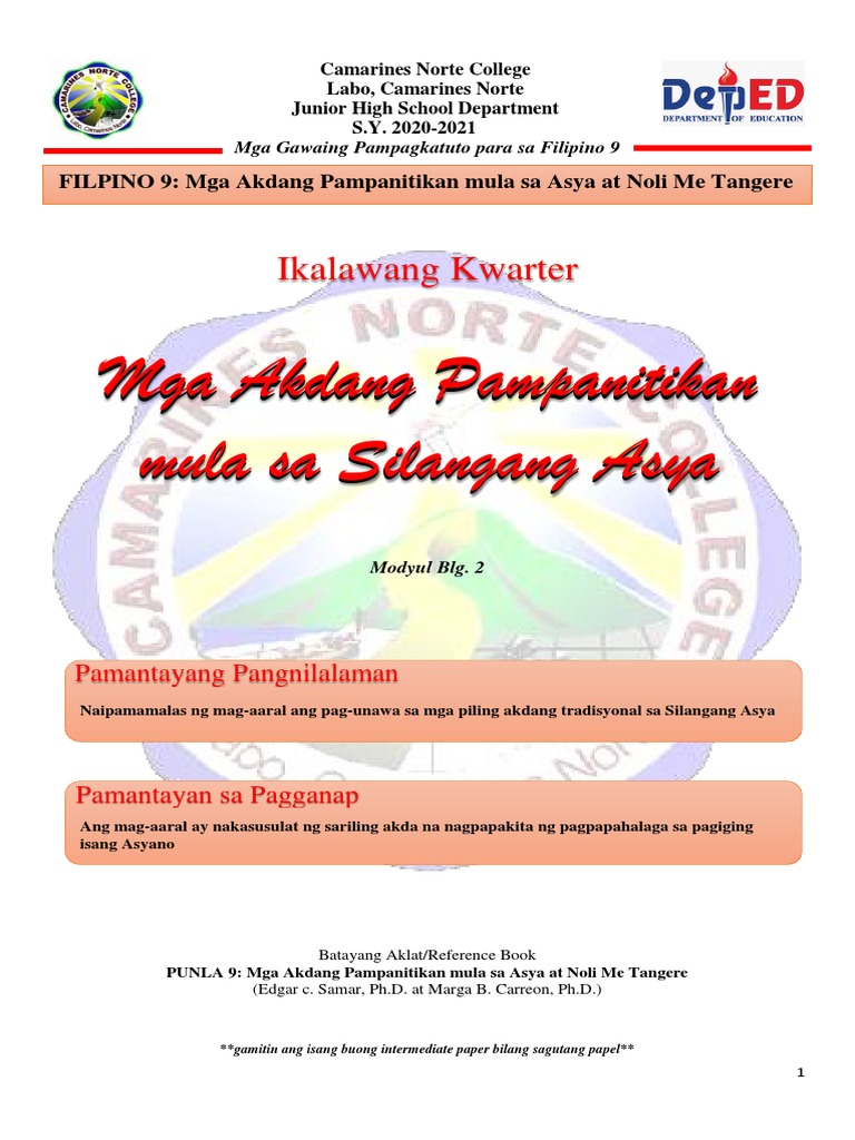 Filipino 9 Quarter 2 Learning Activities | PDF