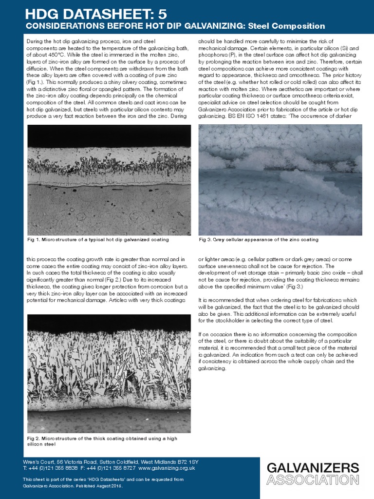HDG Datasheet 5 - CONSIDERATIONS BEFORE HOT DIP GALVANIZING - Steel Comp... | PDF ...