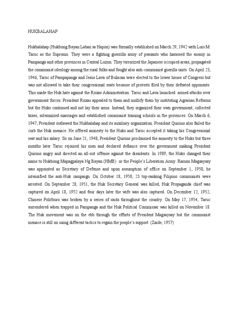 HUKBALAHAP | PDF | Politics