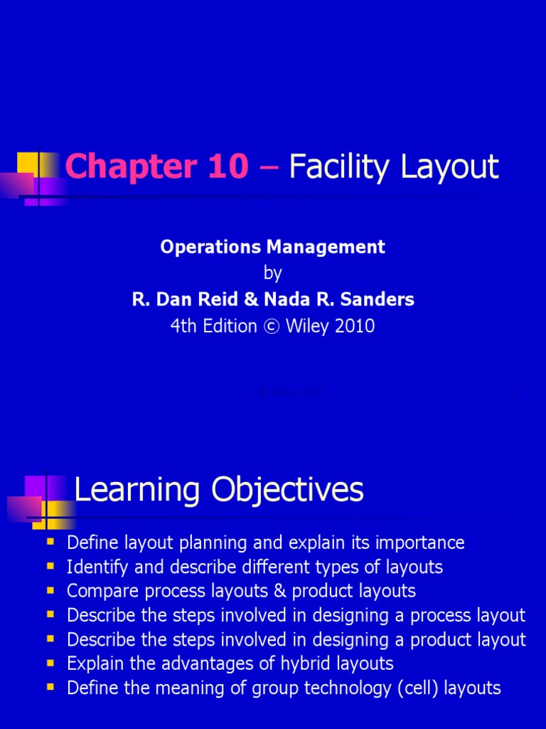 Facility Layout: Operations Management R. Dan Reid & Nada R. Sanders ...