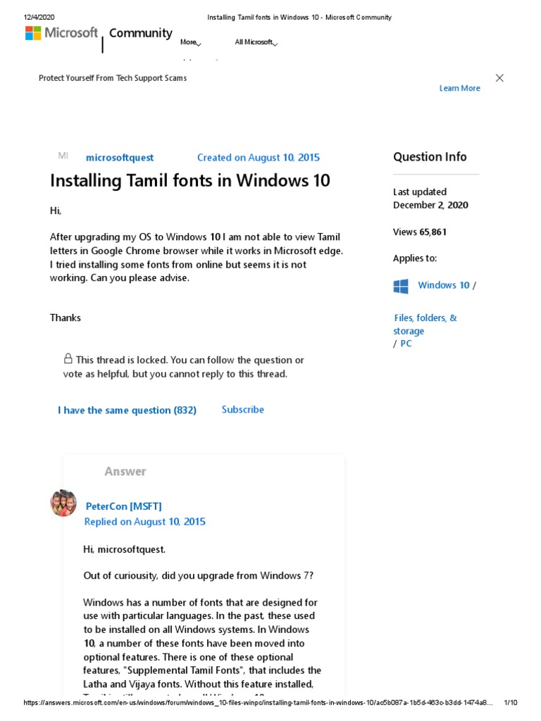 Installing Tamil Fonts in Windows 10 - Microsoft Community | PDF ...