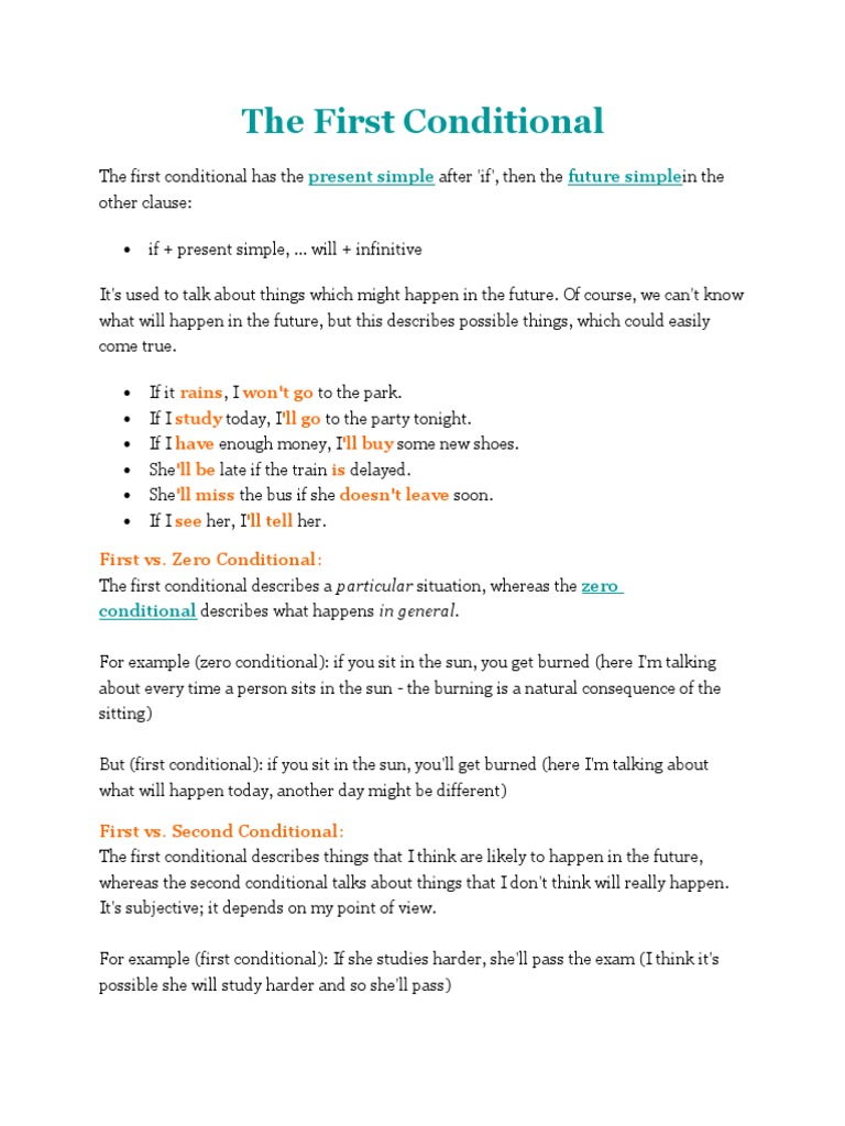 The First Conditional - (Explanation, Exercise & Ans) | PDF