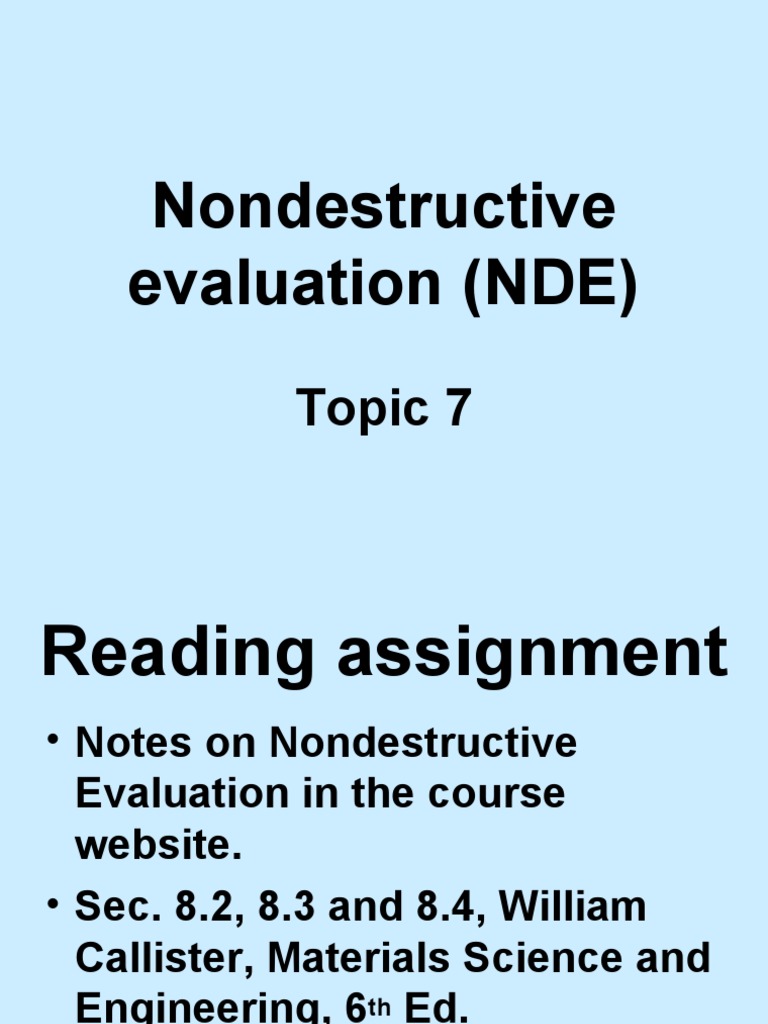 Nondestructive Evaluation (NDE) : Topic 7 | PDF | Fracture ...