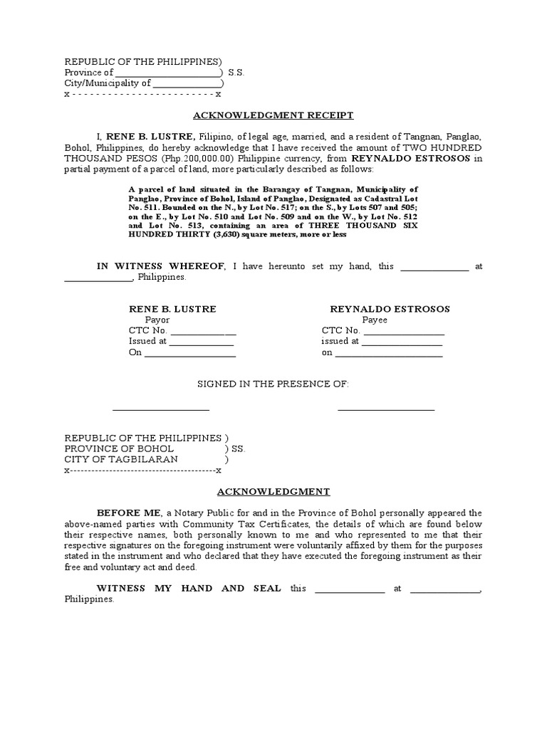 Acknowledgment Receipt | PDF | Payments | Philippines