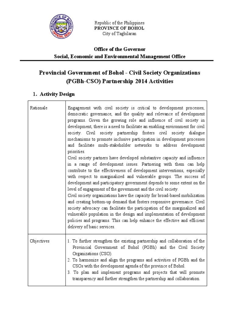 Activity Design - CSO Activities | PDF | Governance | Society