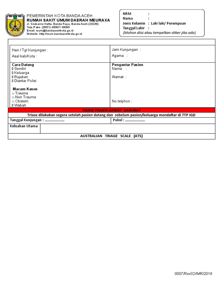 FORMULIR TRIASE-ATS (Revisi IGD Baru) | PDF FORMULIR TRIASE-ATS (Revisi IGD Baru) | PDF