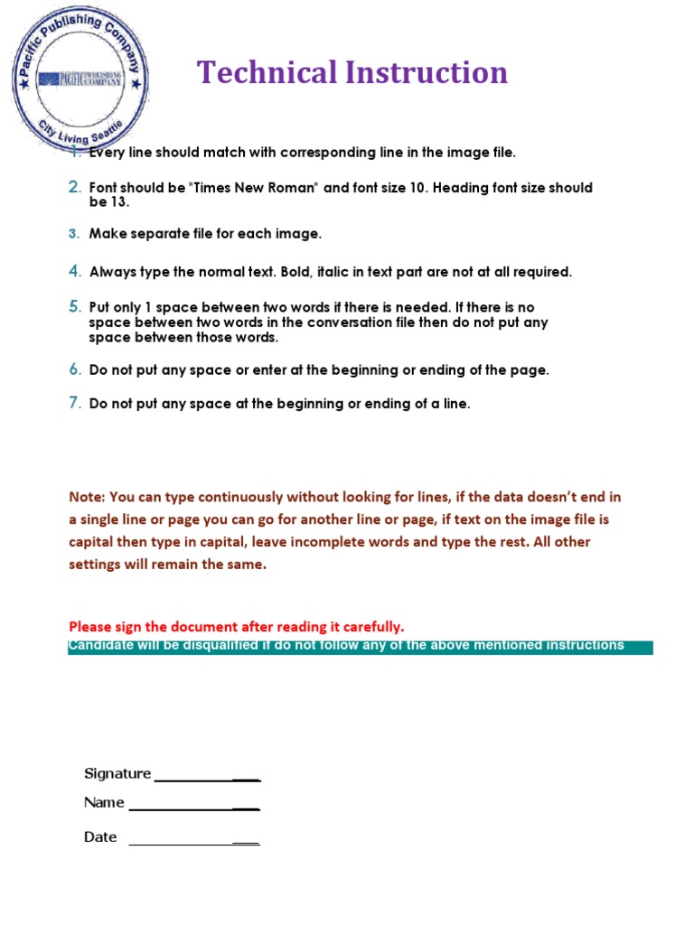 Project Technical Instructions Pdf