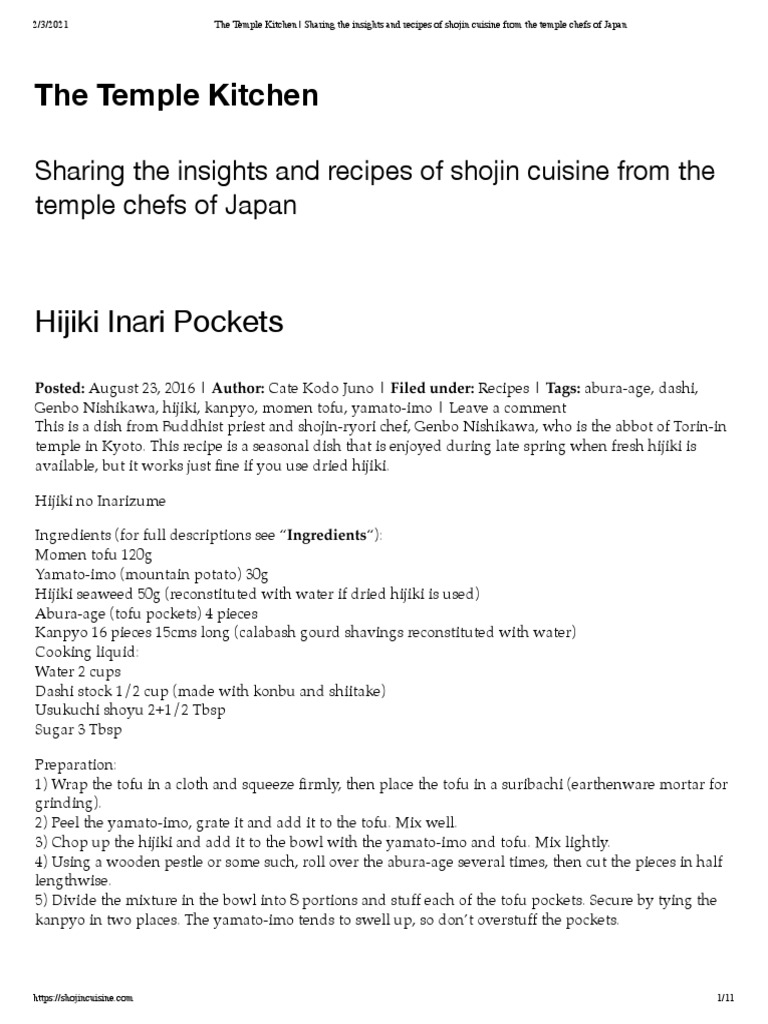 The Temple Kitchen - Sharing The Insights and Recipes of Shojin Cuisine ...