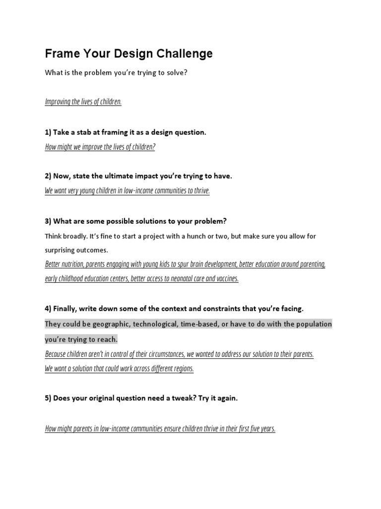 Frame Your Design Challenge | PDF