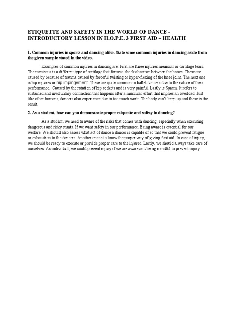 Dance Safety and Etiquette Guide | PDF