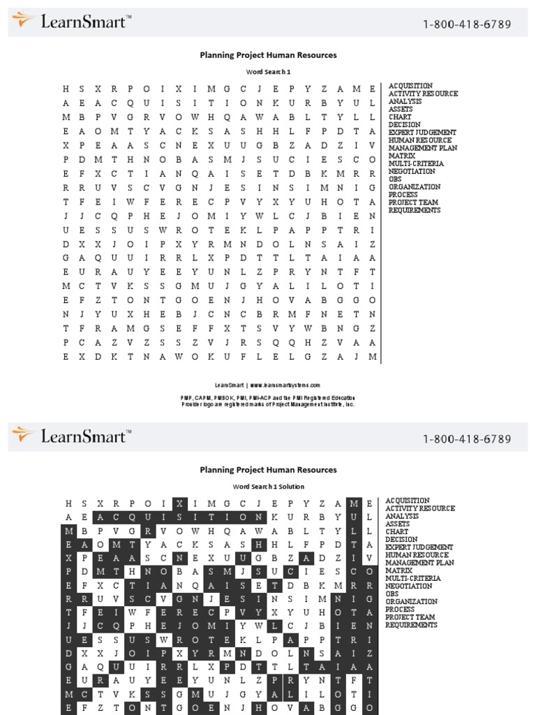 Planning Project Human Resources: Word Search 1 | PDF | Projects ...