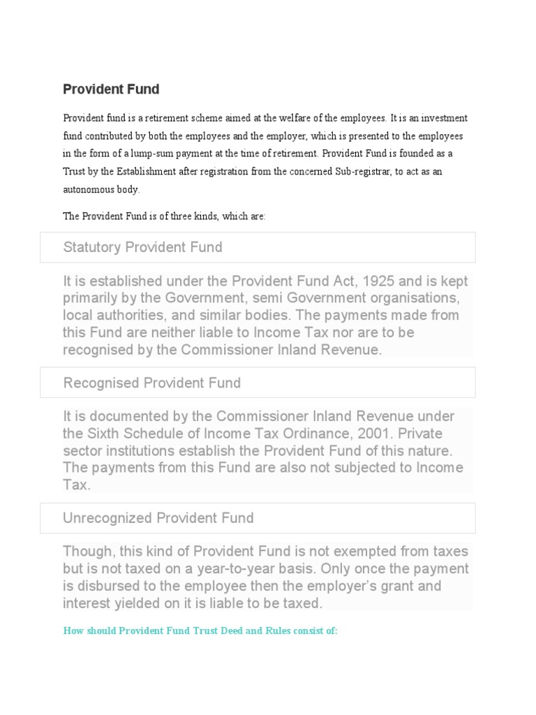 An Overview of Provident Funds in Pakistan: Types, Tax Implications ...
