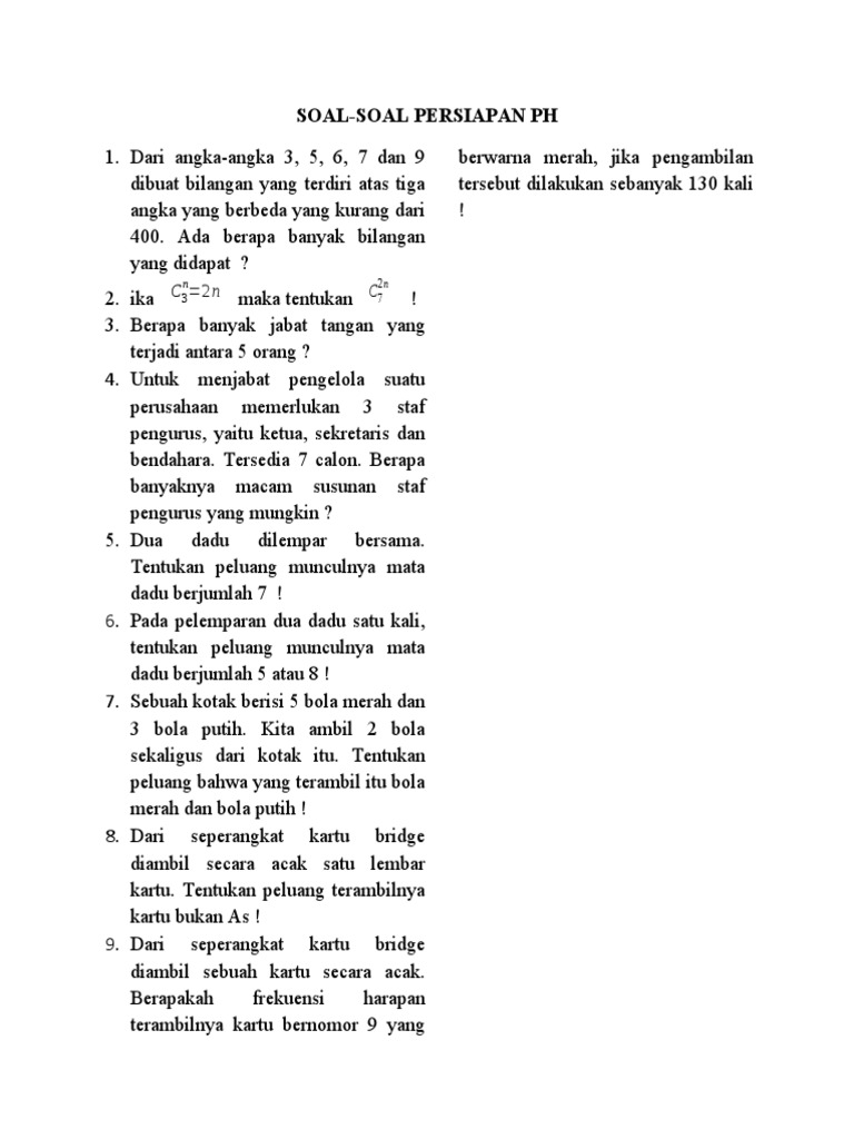 Soal Soal Peluang | PDF