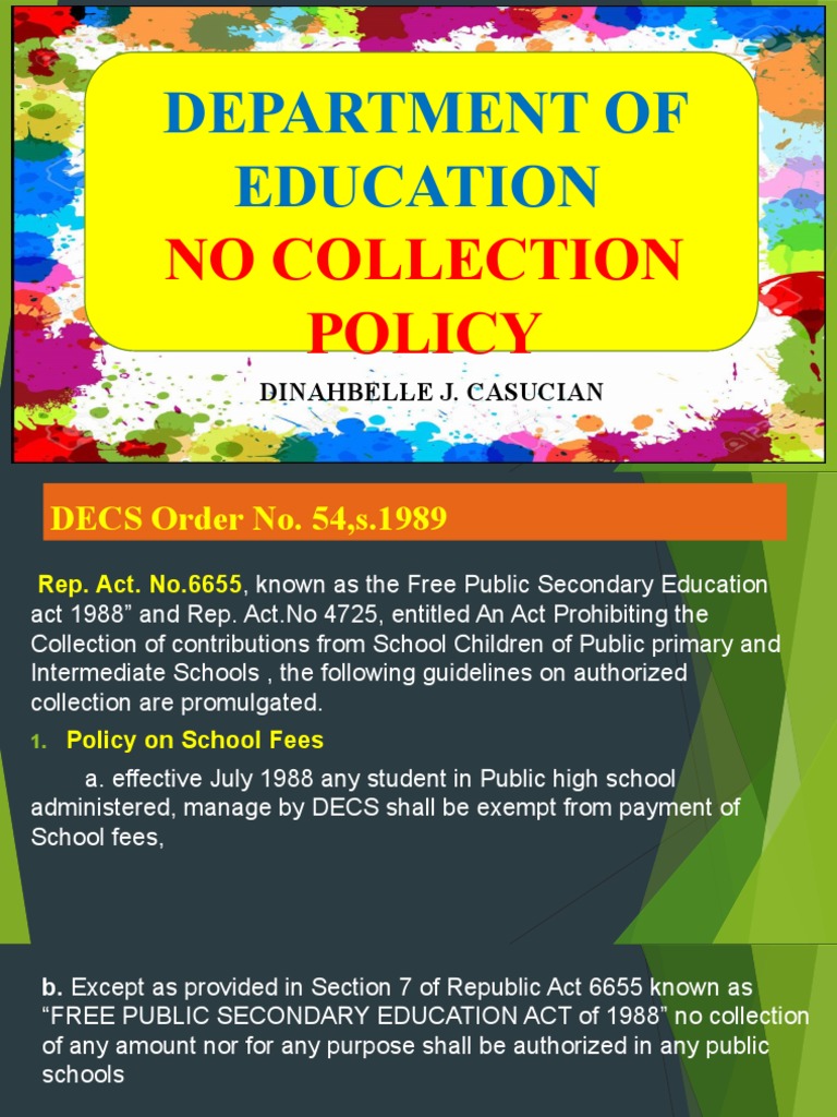 No Collection Policy - Dinahbelle J. Casucian | PDF | Schools | Government