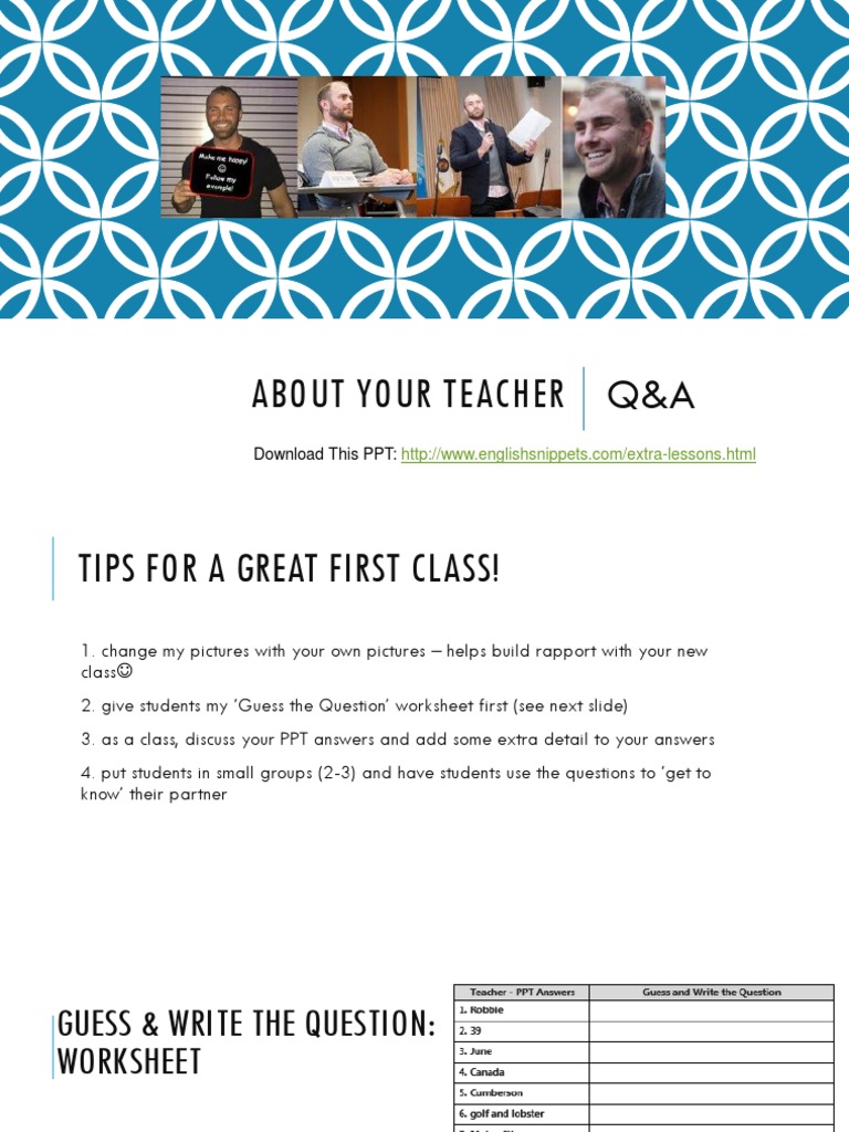 About Your Teacher Q&A: Download This | PDF
