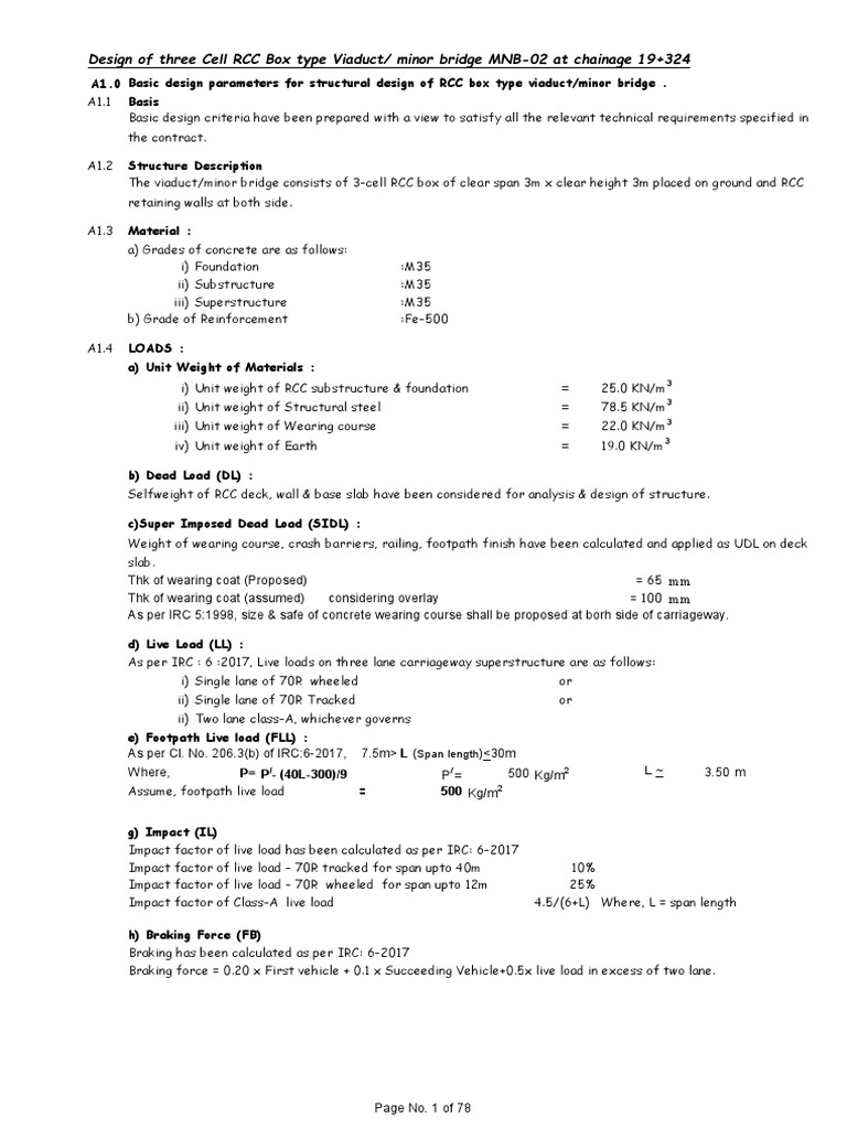 Design of Three Cell RCC Box Type Viaduct/ Minor Bridge MNB-02 at ...