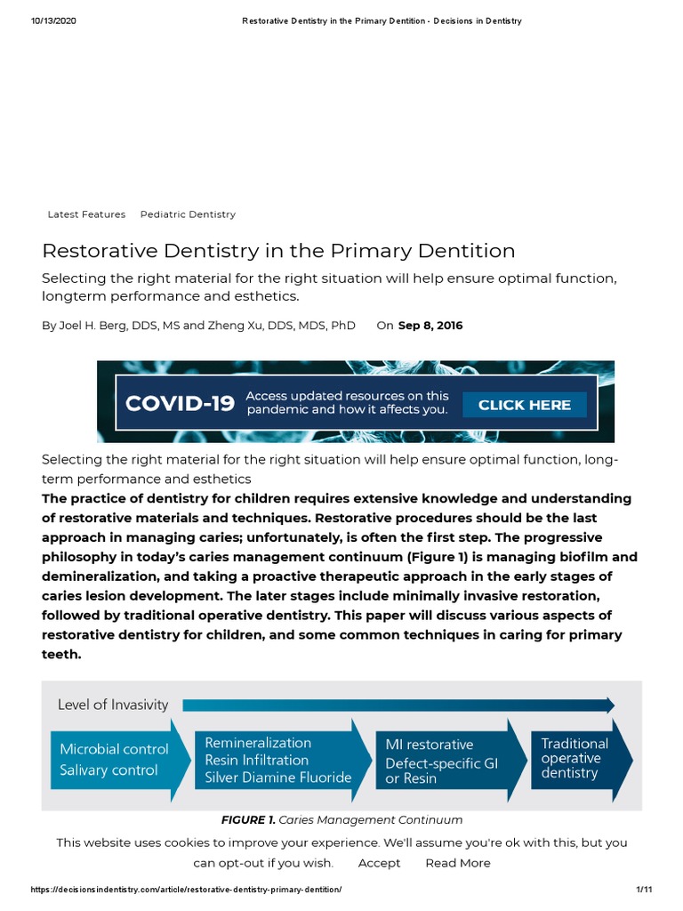 Restorative Dentistry in The Primary Dentition - Decisions in Dentistry ...