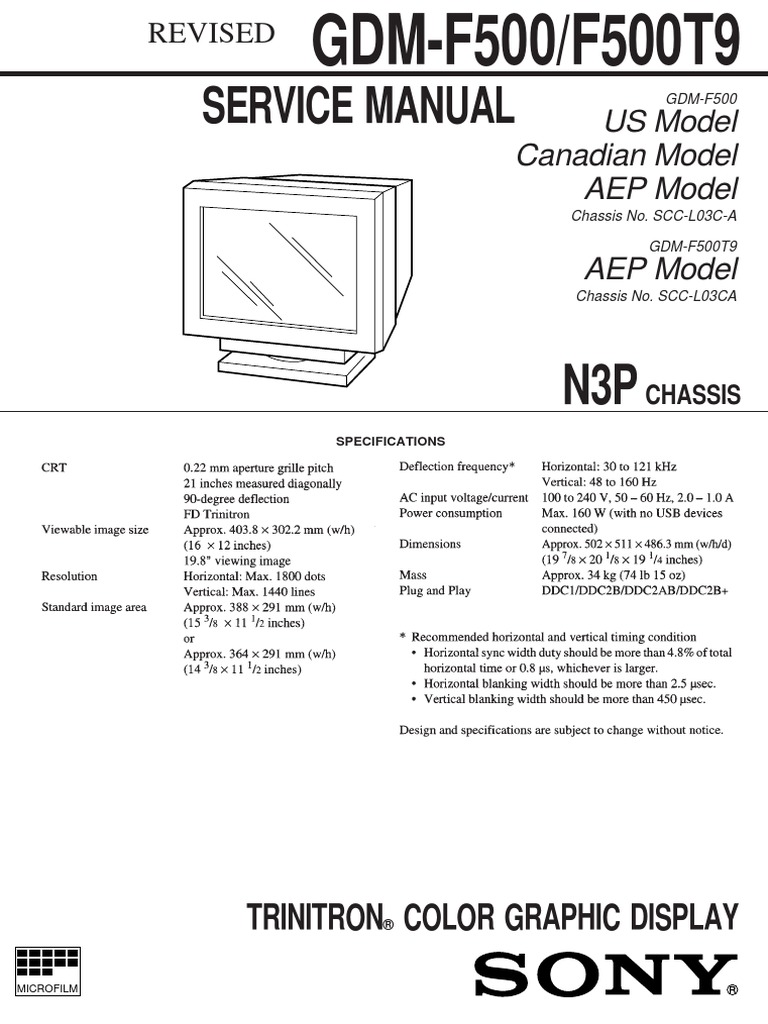 Sony GDM-F500 F500T9 N3P Revised @ | PDF | Electromagnetism | Computing