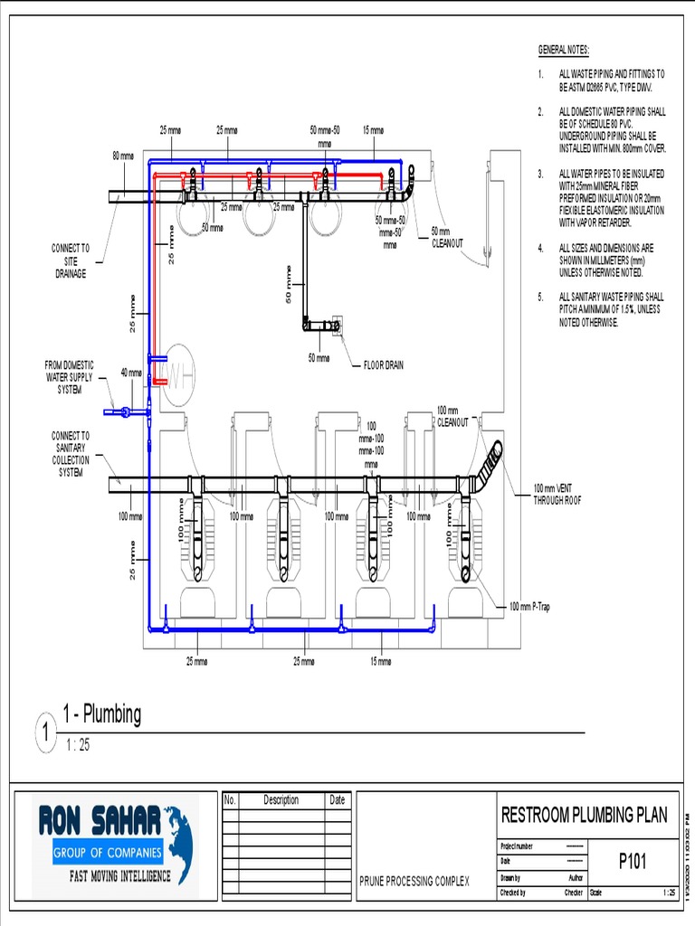 Restroom Plumbing Layout Plan | PDF | Building Materials ...