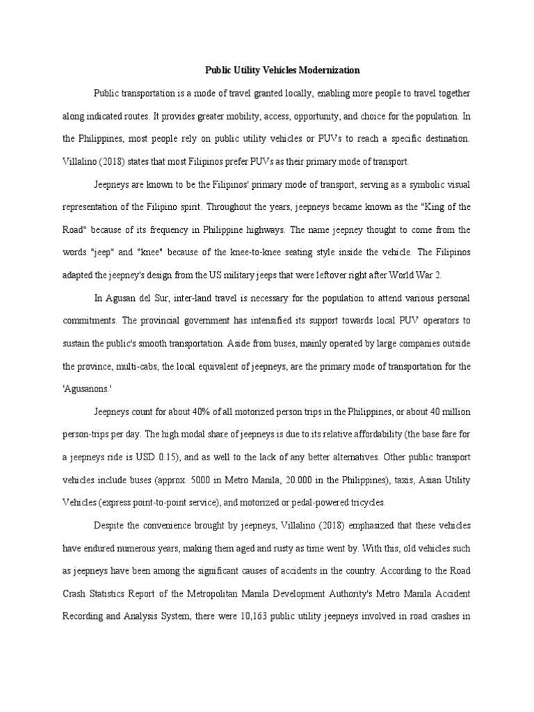 Public Utility Vehicles Modernization | PDF | Public Transport | Transport