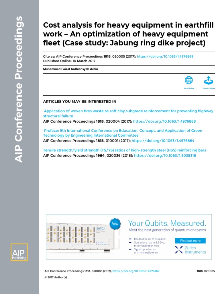 Cost Analysis For Heavy Equipment in Earthfill Work - An Optimization ...