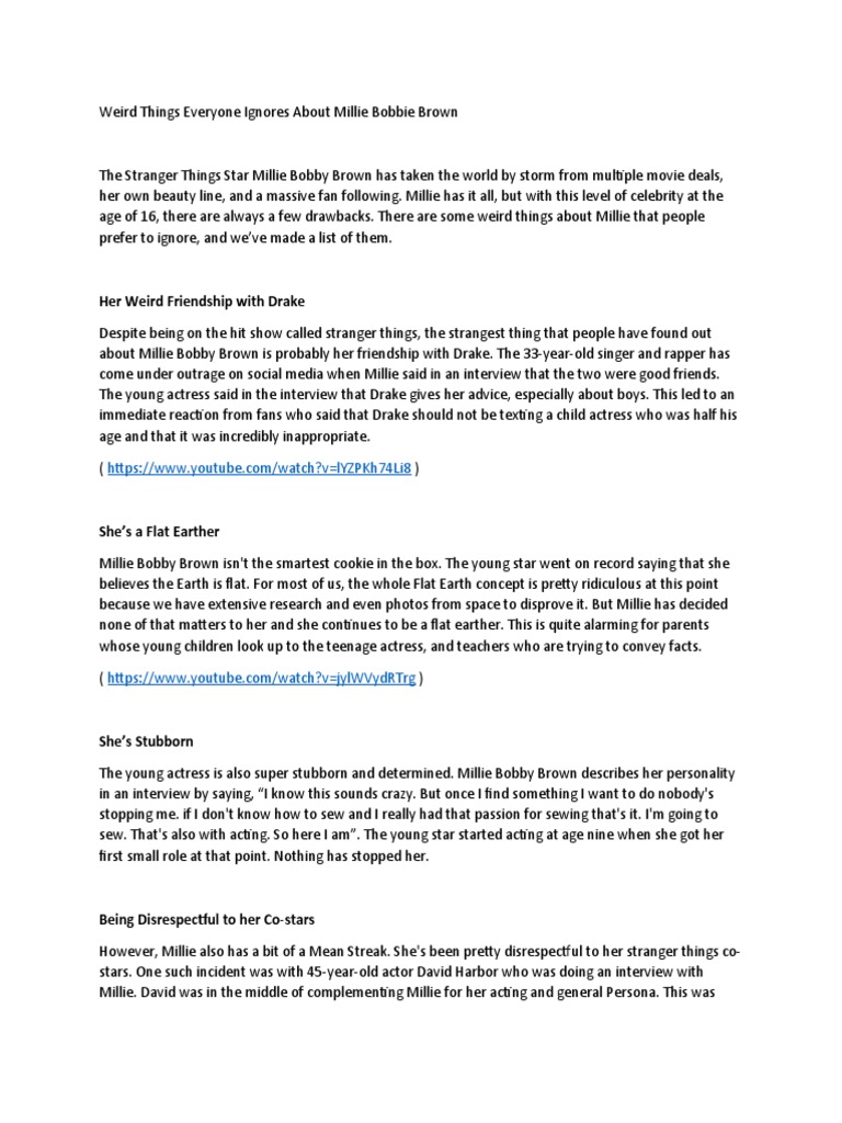 Weird Things Everyone Ignores About Millie Bobbie Brown | PDF