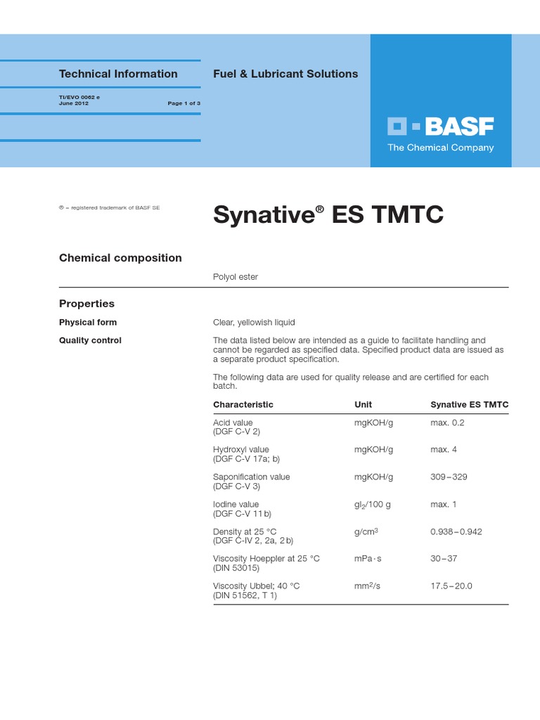 Synative Es TMTC: Technical Information Fuel & Lubricant Solutions ...