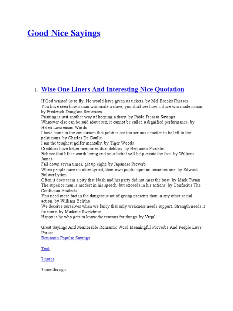 Good Nice Sayings | PDF | Proverb | Wisdom