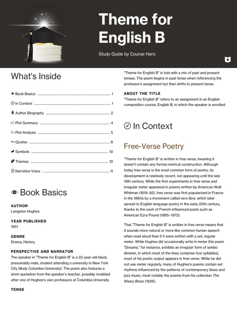 Theme For English B: What's Inside | PDF | Harlem Renaissance | Poetry
