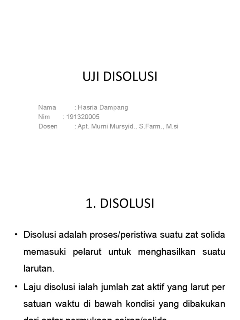Laju Disolusi dan Metode Uji Obat | PDF | Sains & Matematika