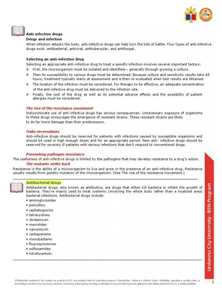 Antiinfective Drugs | PDF | Penicillin | Infection