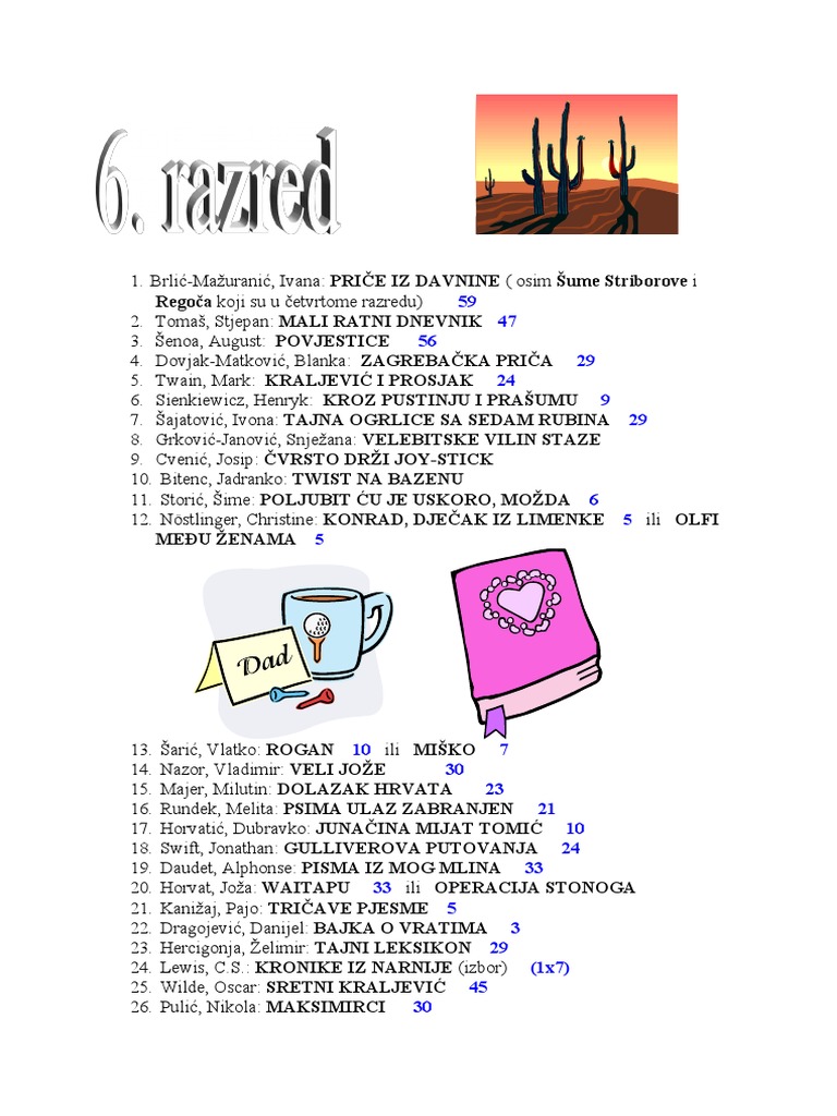 Lektira Za 6. Razred | PDF