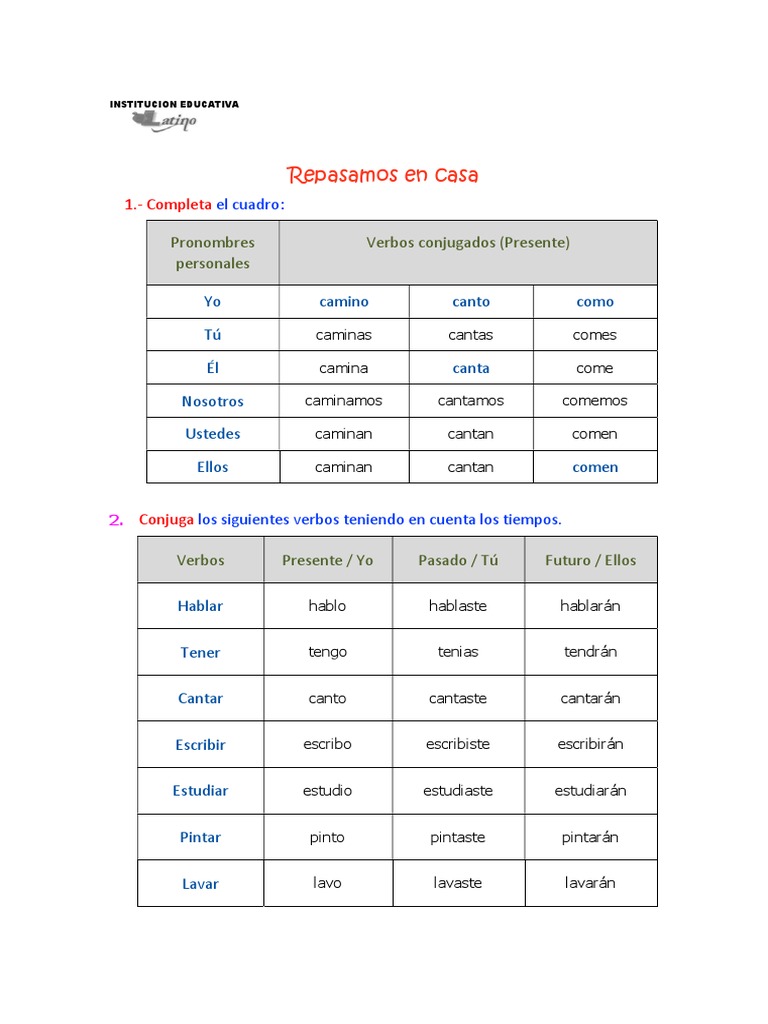 Verbos Conjugados | PDF | Morfología Lingüística | Sintaxis