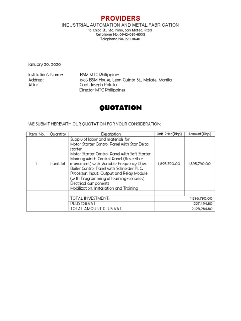 Providers Electrical System | PDF | Automation | Electricity