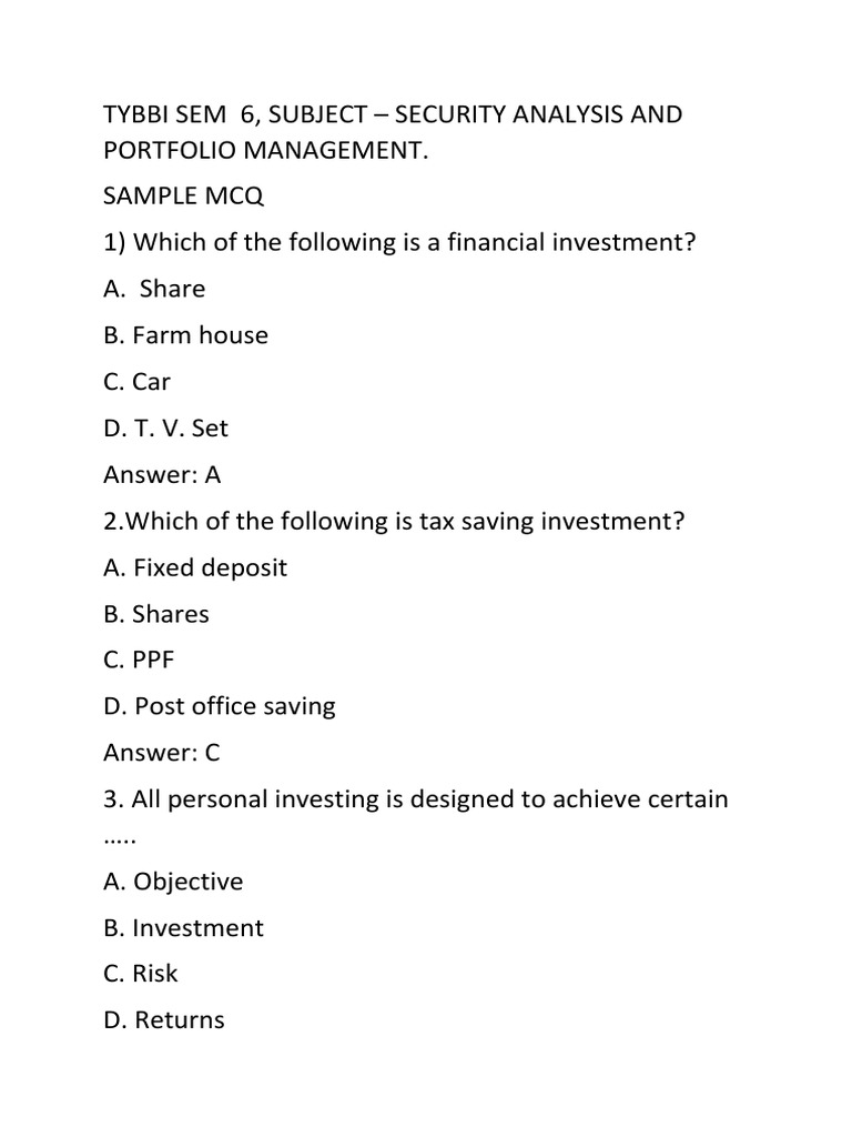 Tybbi Sem 6 Fra | PDF | Beta (Finance) | Capital Asset Pricing Model