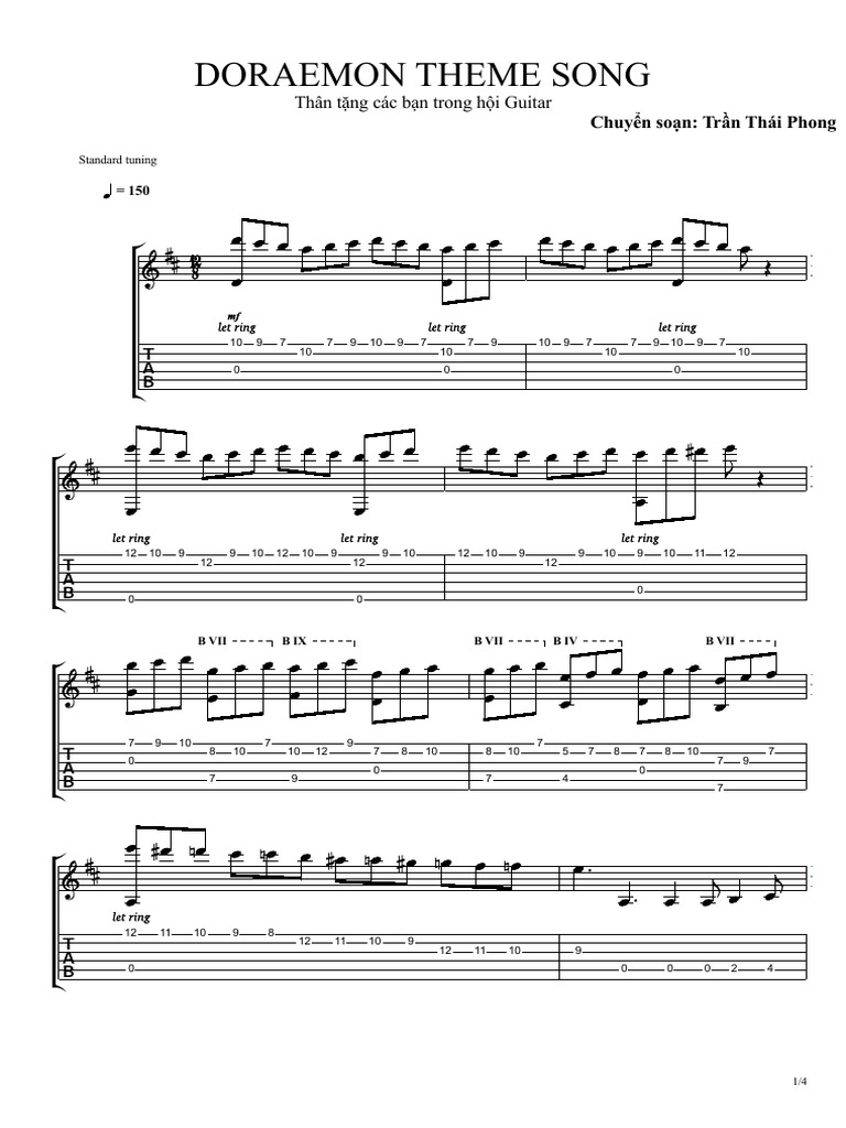 Doraemon Theme Song (Tab by Tran Phong) | PDF