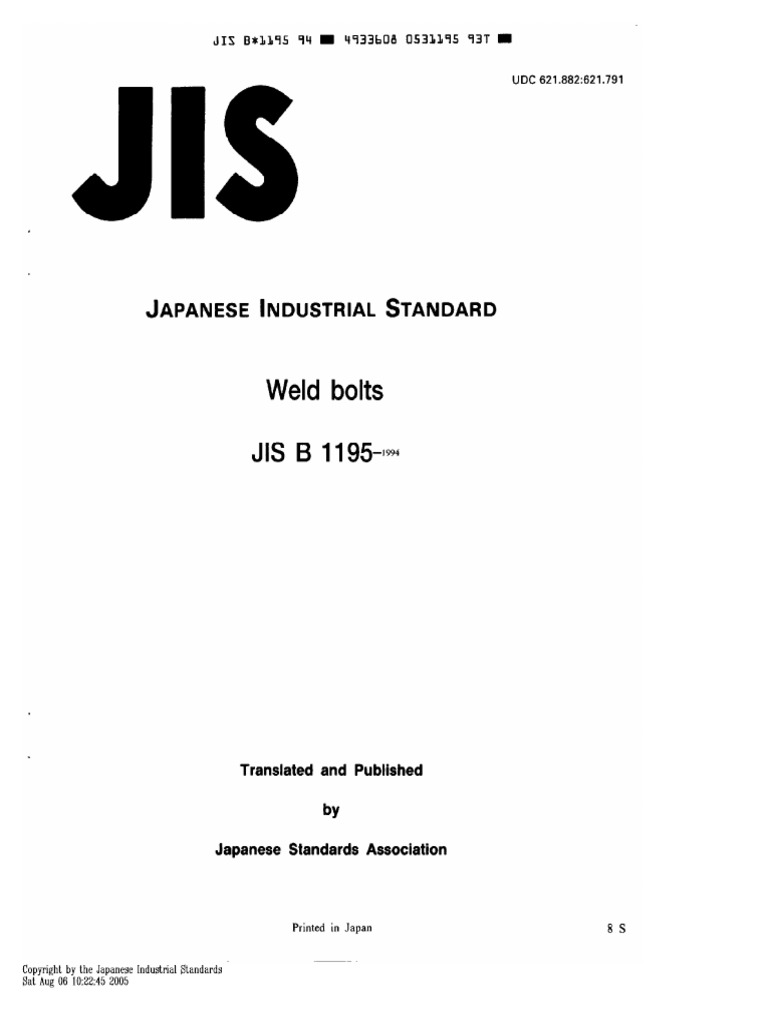 JIS-B1195 - Weld Bolts | PDF