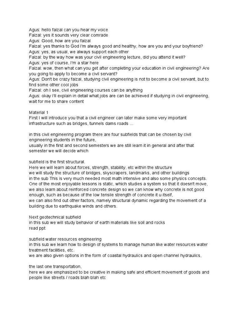 CONVERSATION | PDF | Civil Engineering | Engineering