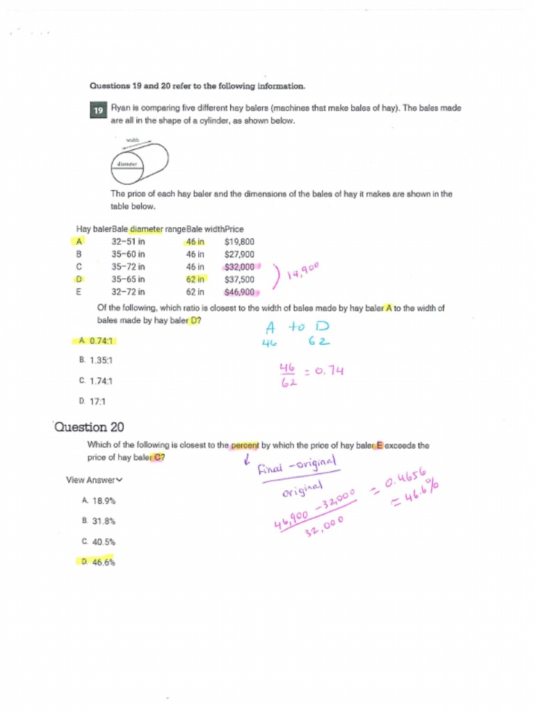 SAT March - Calculator - Detailed Key - Part 2 | PDF