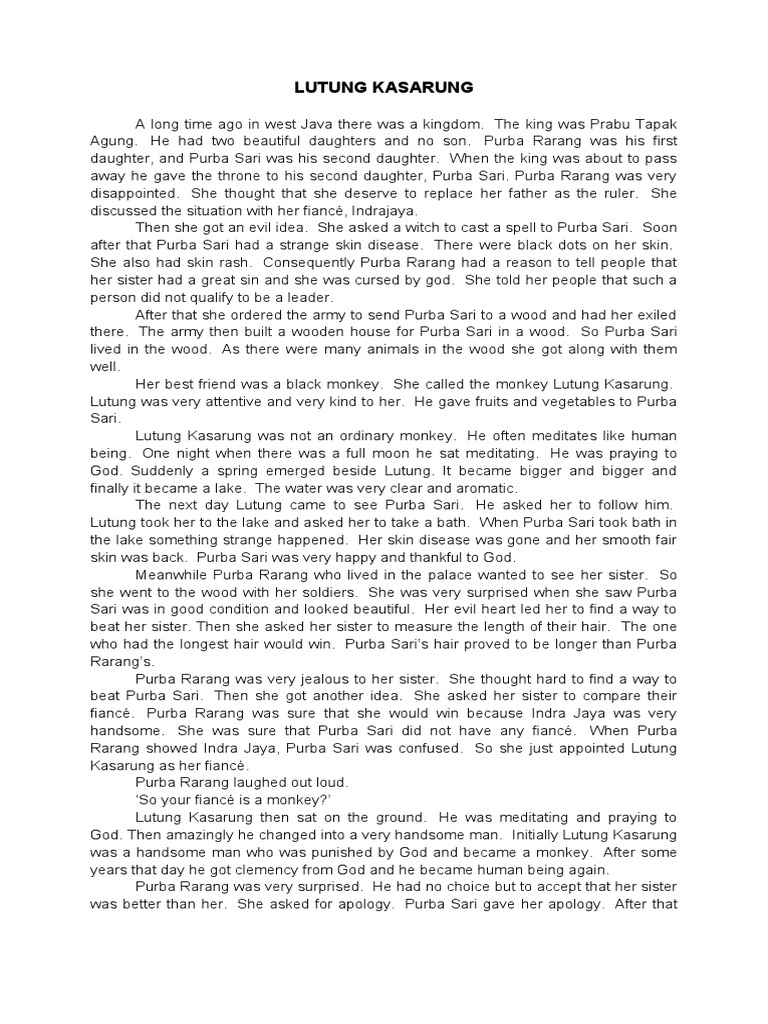 The Legend of Lutung Kasarung | PDF