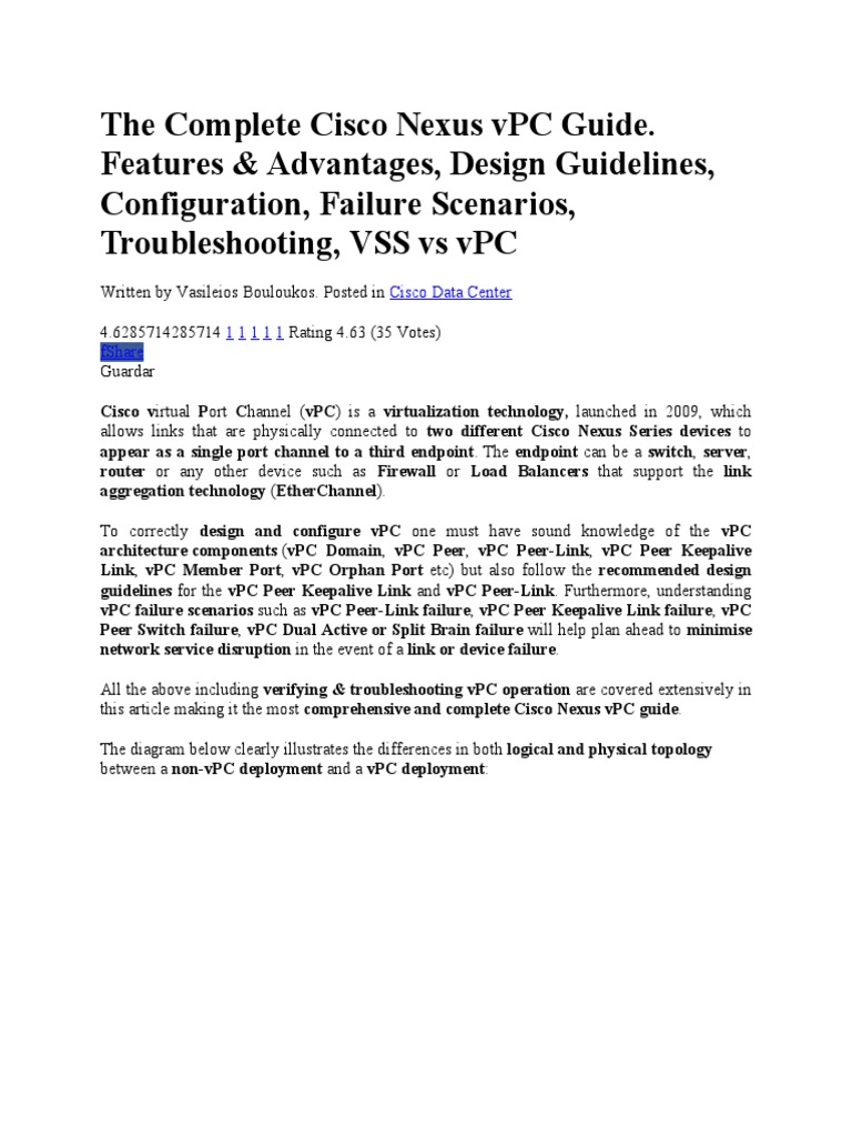 The Complete Cisco Nexus VPC Guide. Features & Advantages, Design Guidelines, Configuration ...
