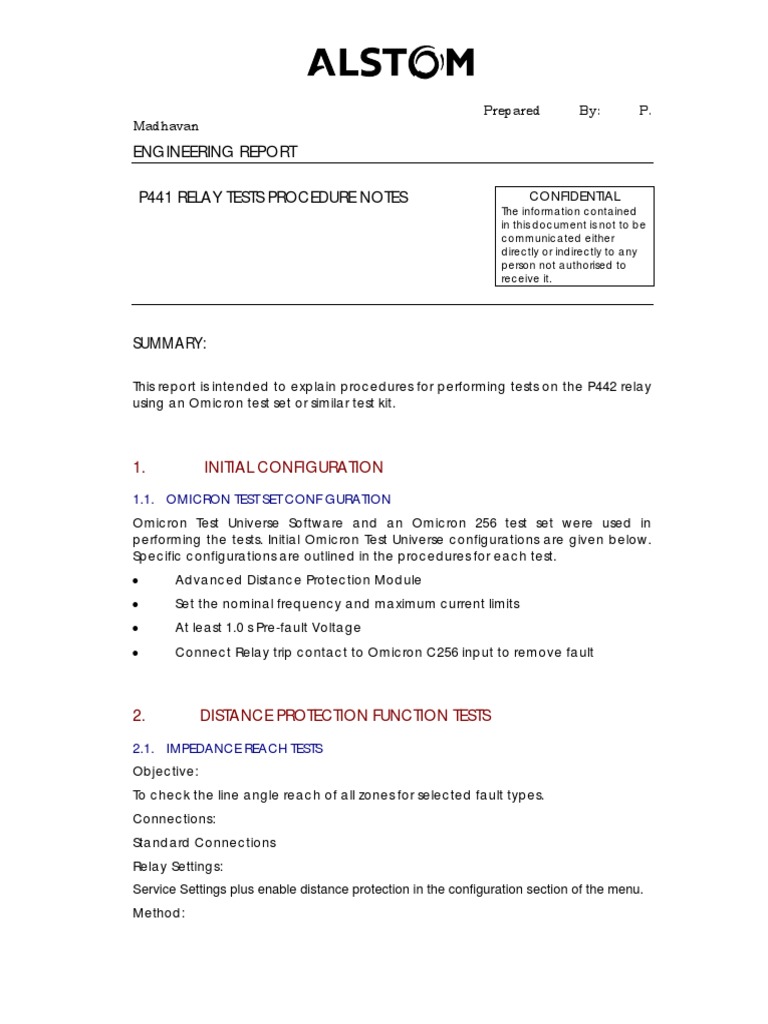 P441 Relay Testing Procedures | PDF | Relay | Electrical Components