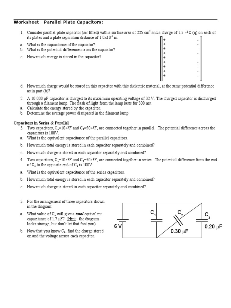 Unit 2 - Worksheet - 1.8 - Capacitors - Energy | PDF | Capacitor ...