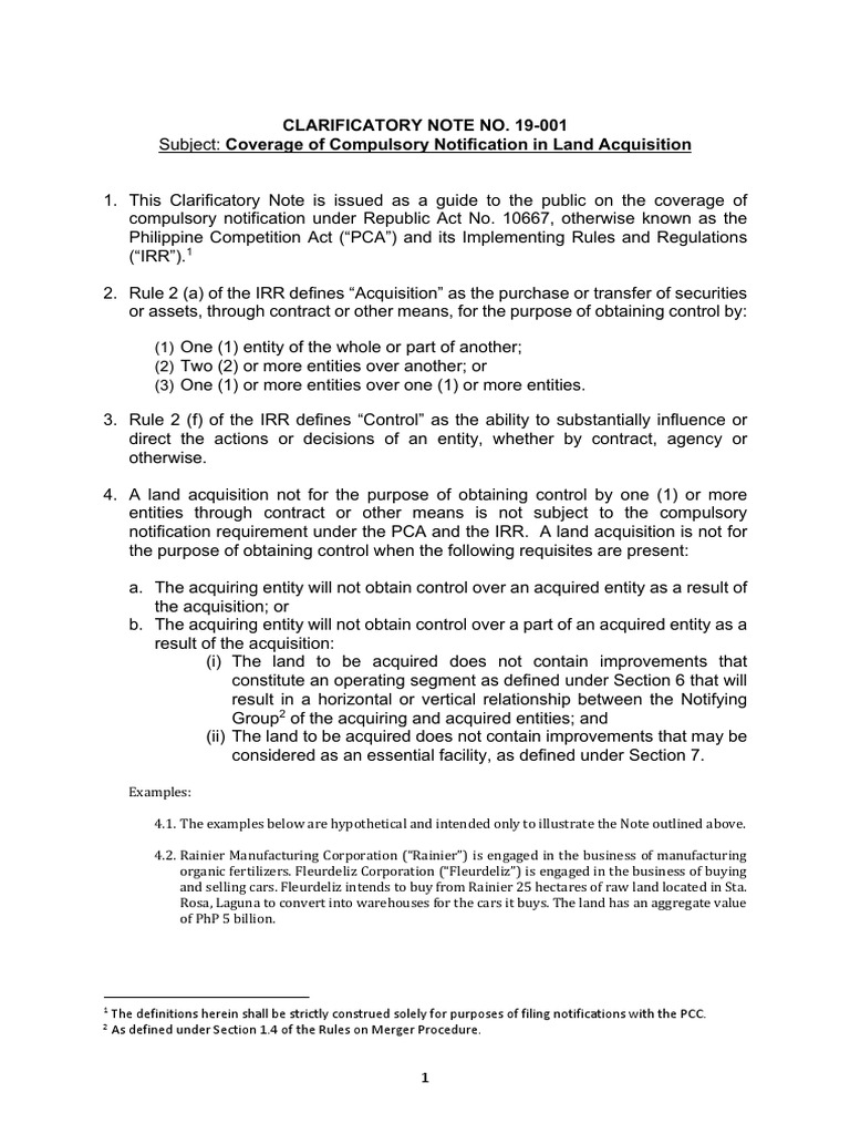 Coverage of Compulsory Notification in Land Acquisition 20190108 | PDF ...