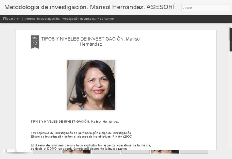 TIPOS Y NIVELES DE INVESTIGACIÓN. Marisol Hernández - Metodología de ... TIPOS Y NIVELES DE INVESTIGACIÓN. Marisol Hernández - Metodología de ...