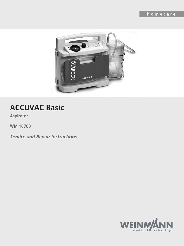 Weinmann Accuvac Basic Aspirator - Service Manual | PDF | Electrical Connector | Battery Charger