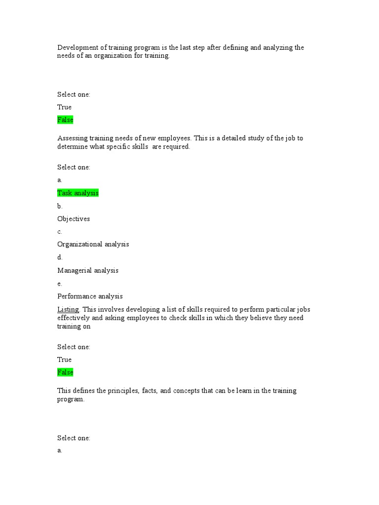 Training and Development Midterm Exam | PDF