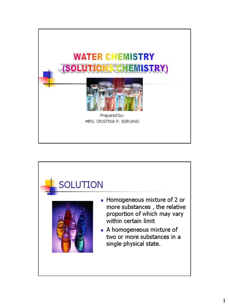 Water Solutions Chemistry Overview | PDF | Solution | Solubility