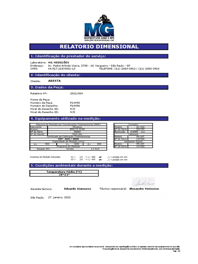 PEÇA P13466 - Relatório de Dimensional | PDF | Metrologia | Observação